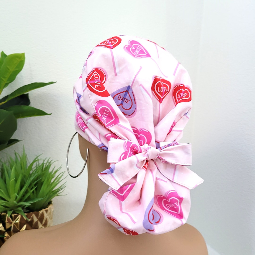 Large It Takes Love Satin Lined Scrub Hat, Protect Hair W/satin Lined ...