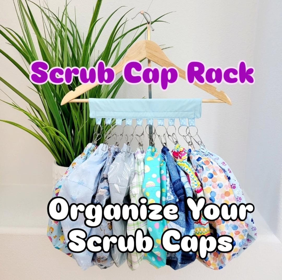 Grab and Go, Scrub Cap Rack Holds up to 10 Scrub Caps, Clothes Hanger ...
