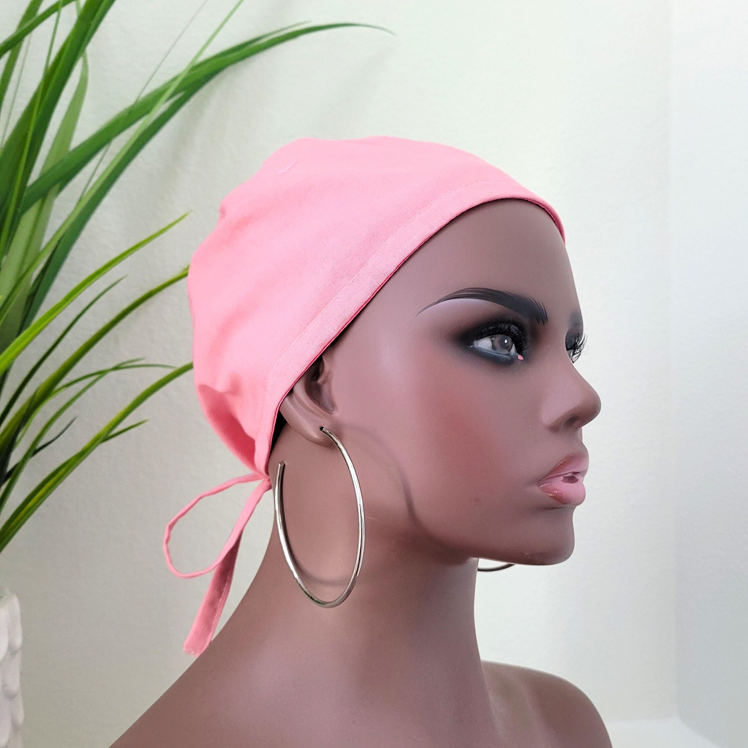 Medium, Pink Surgical Satin Lined Scrub Hat, Protect Hair W/satin Lined ...