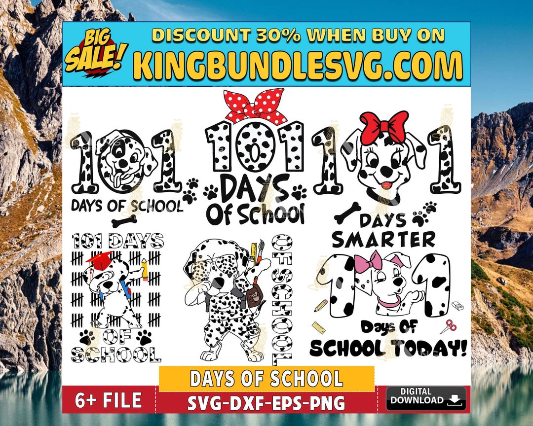 101 Days of School Dalmatian Dog Svg 101 Days Smarter 101 - Etsy