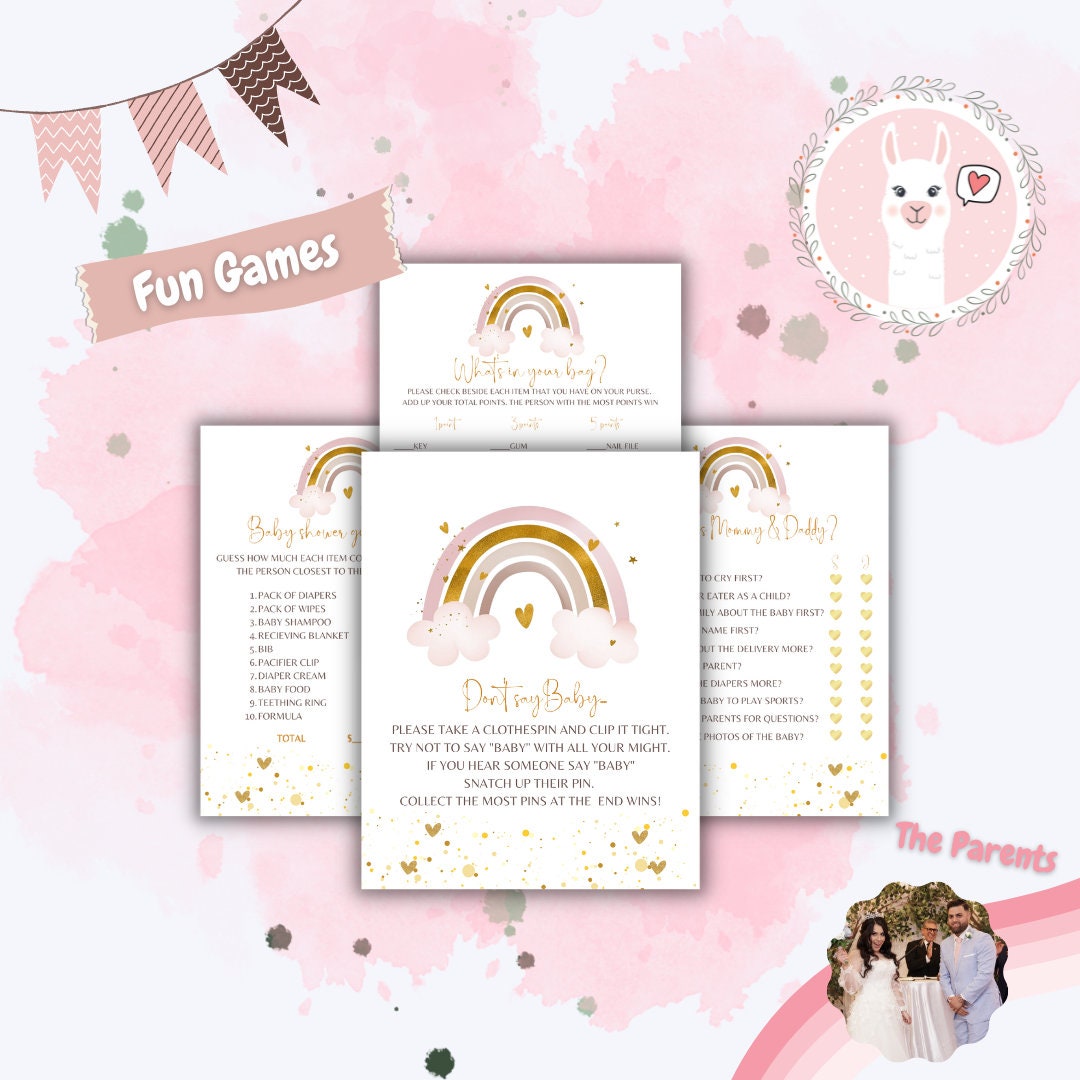 Rainbow Baby Shower Games - Etsy