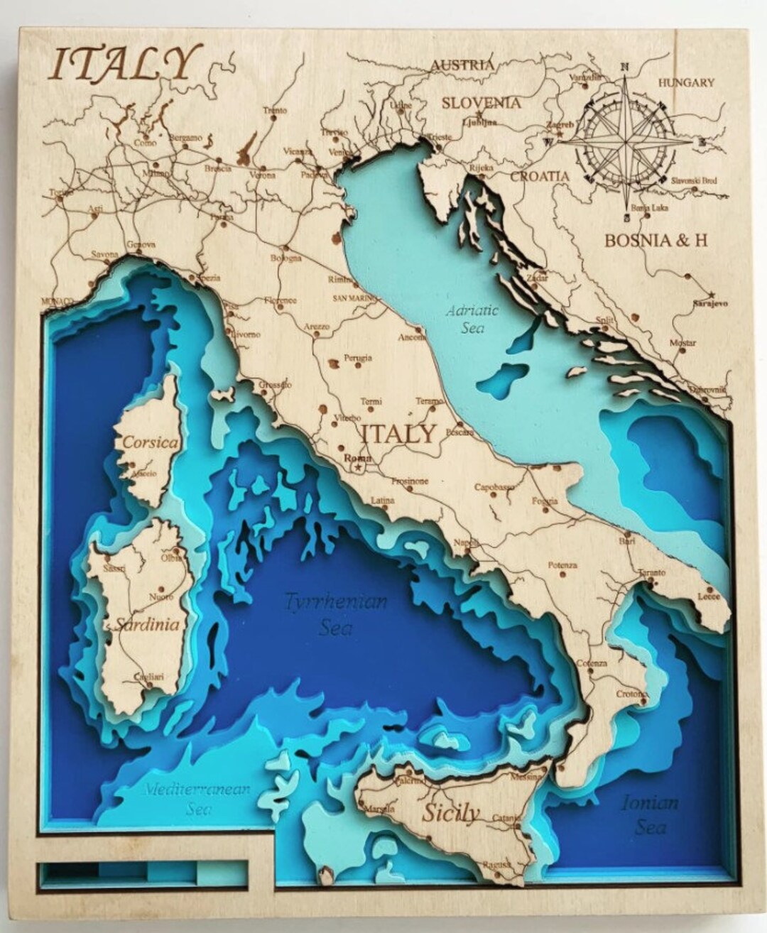 3d Wooden Map of Italy - Etsy