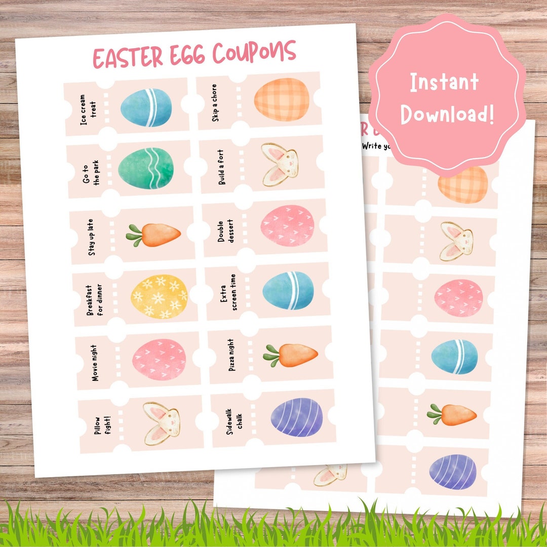 Easter Egg Coupons | Instant Download Printable File | Easter Egg ...