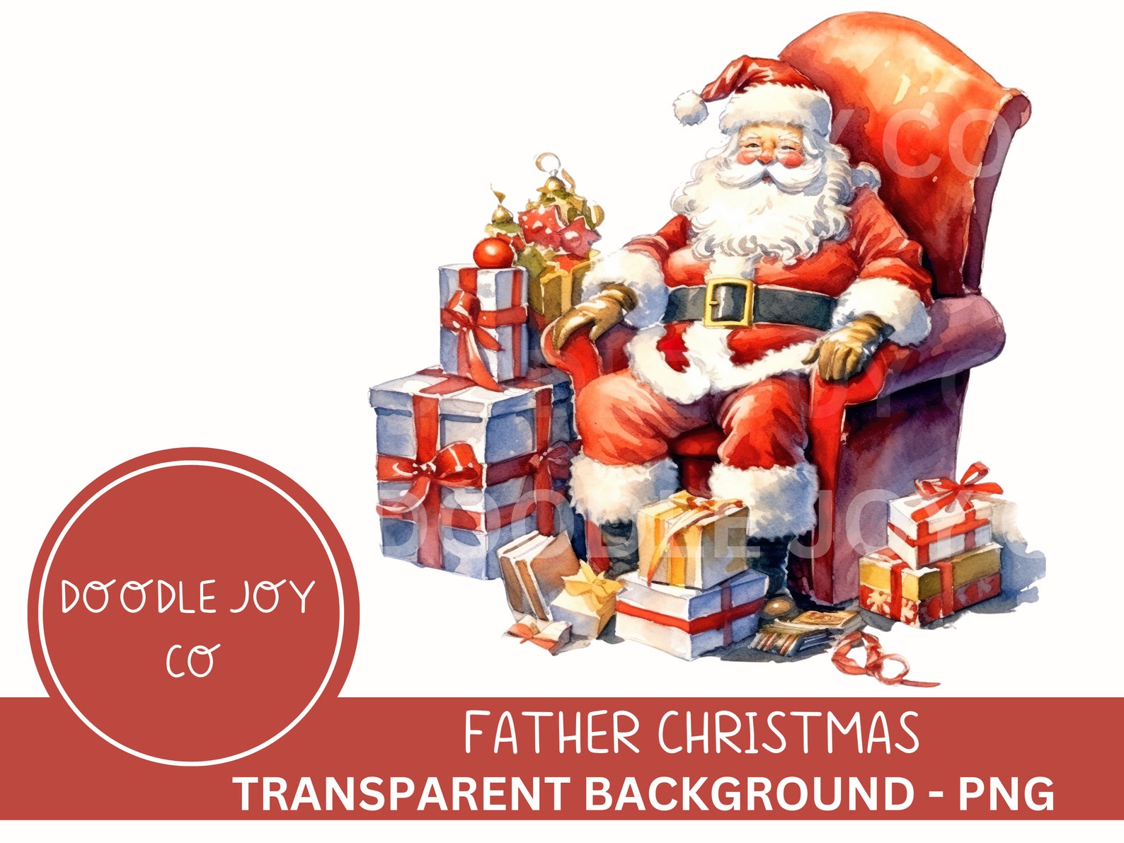 Santa Claus Clipart Watercolour Christmas Clipart Festive Holiday ...