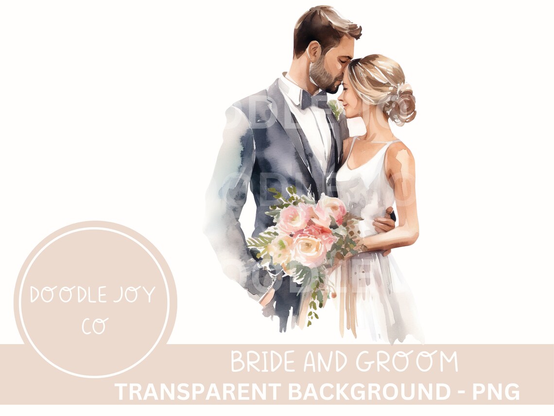 Bride and Groom Clipart Watercolour Brides Wedding Clipart Married ...
