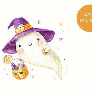 Halloween Clipart Watercolour Ghost Clipart Spooky Clipart for ...