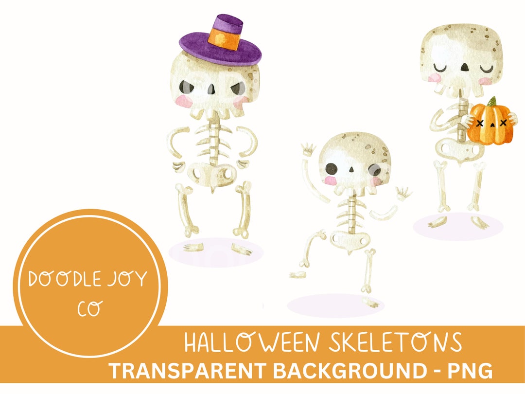Halloween Clipart Watercolour Skeleton Clipart Spooky Clipart for ...