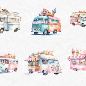 Watercolour Ice Cream Clipart Pack Dessert Watercolour Clipart Sundae ...