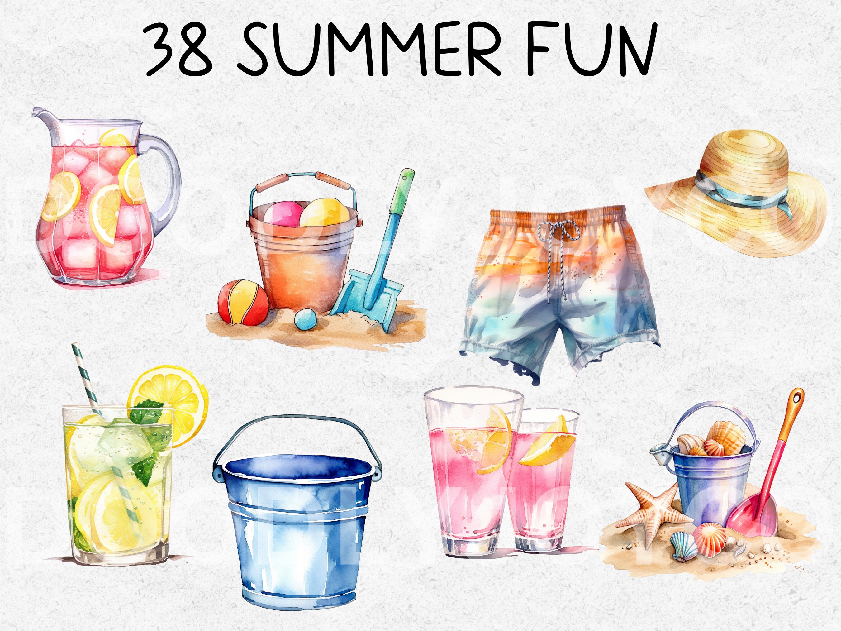 Summer Clipart Pack Summer Beach Transparent Png Clipart Watercolour ...