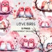 Valentine's Day PNG Watercolour Love Birds Clipart Valentine's Animal ...