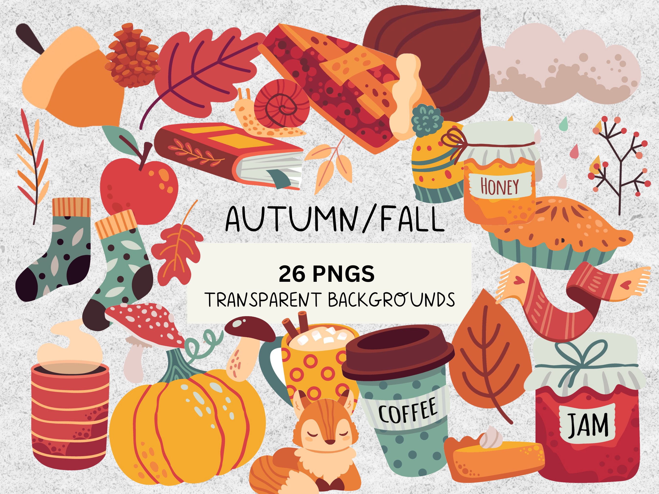 Autumn Clipart Pack Cute Fall Clipart Autumn Illustrations Clipart for ...