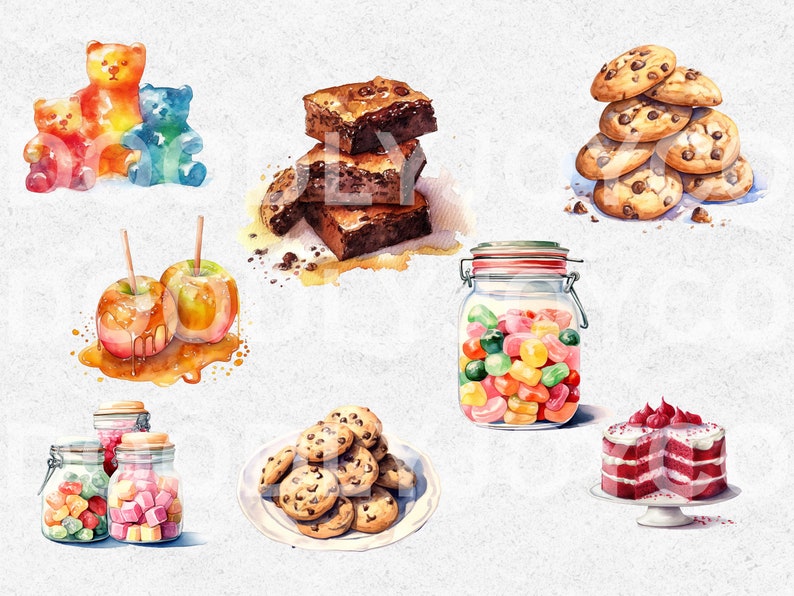Sweet Watercolour Candy Clipart Pack Junk Food Clipart Sweets - Etsy