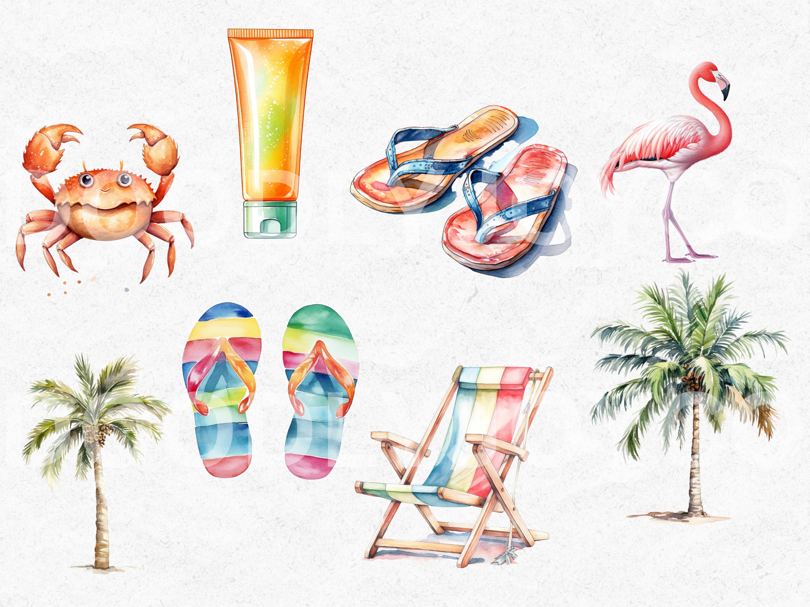 Summer Clipart Pack Summer Beach Transparent Png Clipart Watercolour ...
