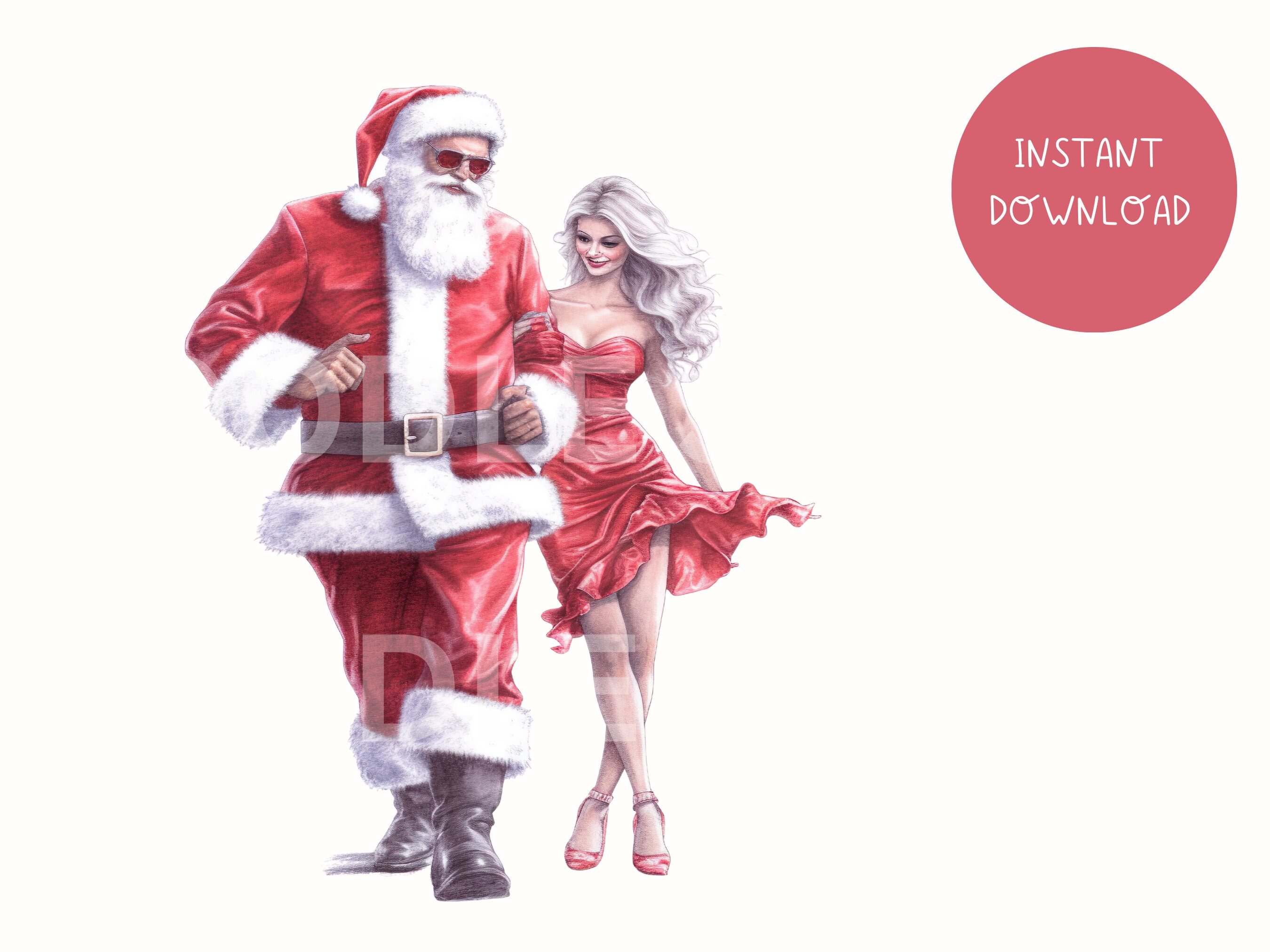 Cool Santa Claus Mrs Claus Clipart Watercolour Christmas Clipart ...