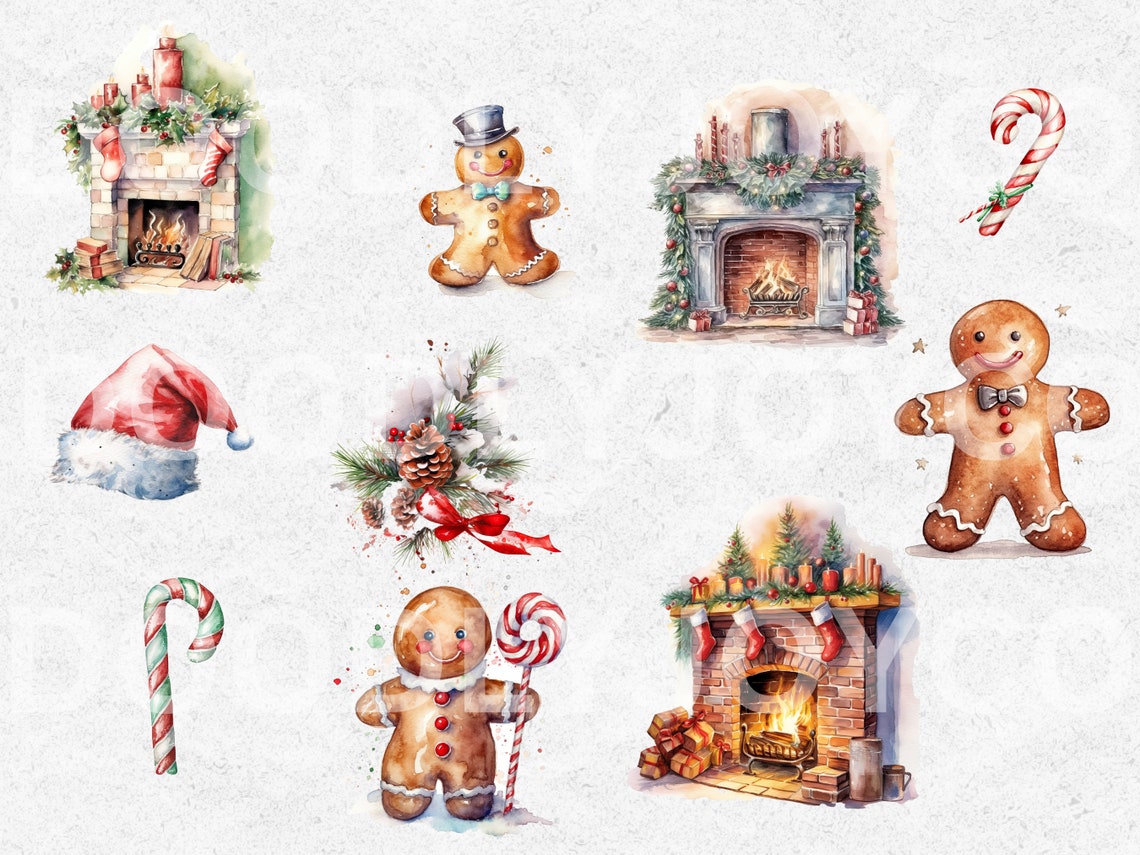 Christmas PNG Gingerbread Man Clipart Watercolour Christmas - Etsy