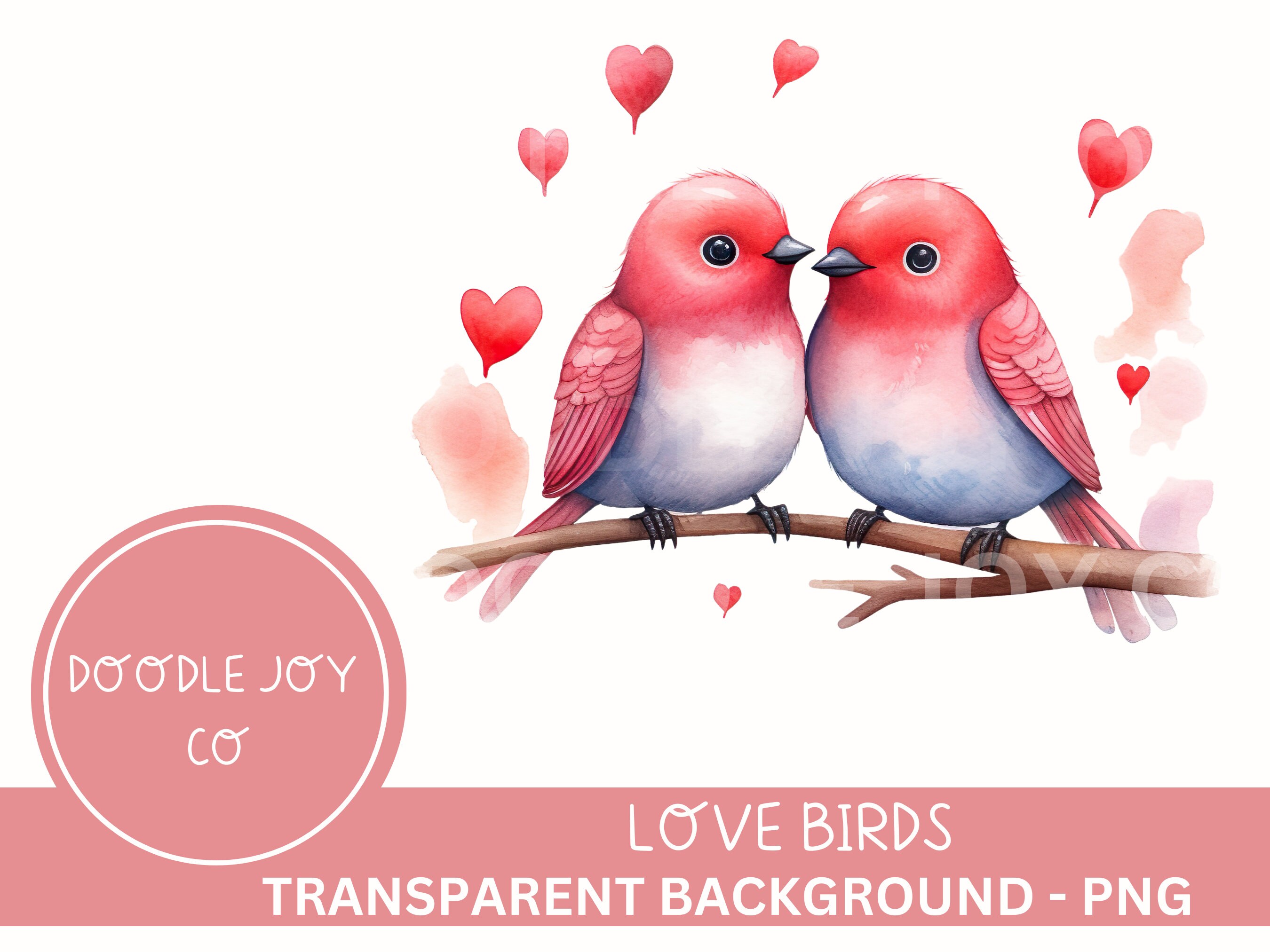 Valentine's Day PNG Watercolour Love Birds Clipart Valentine's Animal ...