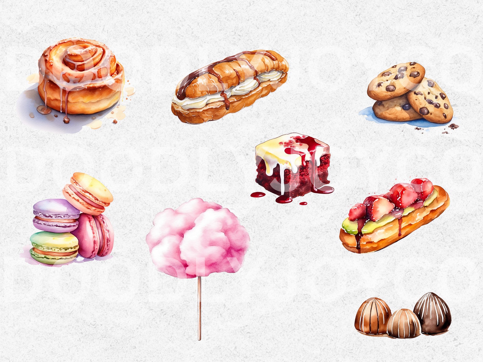 Sweet Watercolour Candy Clipart Pack Junk Food Clipart Sweets Cakes Ice ...