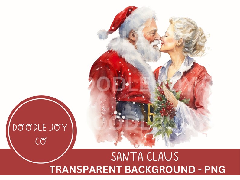 Mr and Mrs Claus Clipart Watercolour Christmas Clipart Holiday Clipart ...