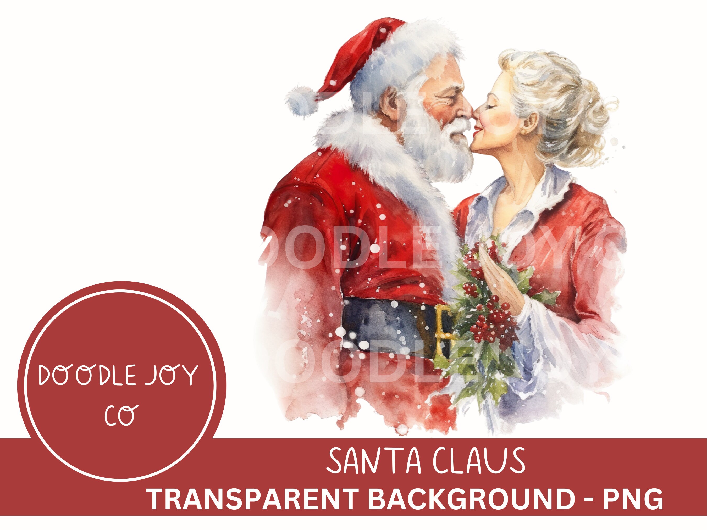 Mr and Mrs Claus Clipart Watercolour Christmas Clipart Holiday Clipart ...