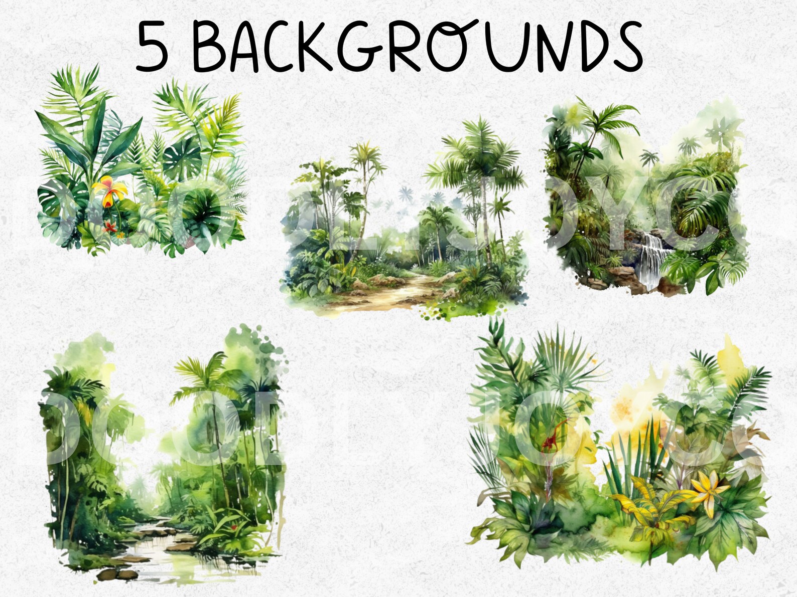 Safari Animals Clipart and Backgrounds Watercolour Animal - Etsy