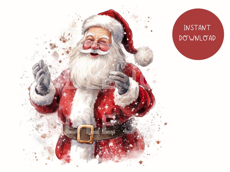 Santa Claus Clipart Watercolour Christmas Clipart Festive Holiday ...