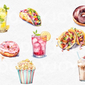 Fast Food Watercolour Clipart Pack Junk Food Clipart Pizza Burger Fizzy ...
