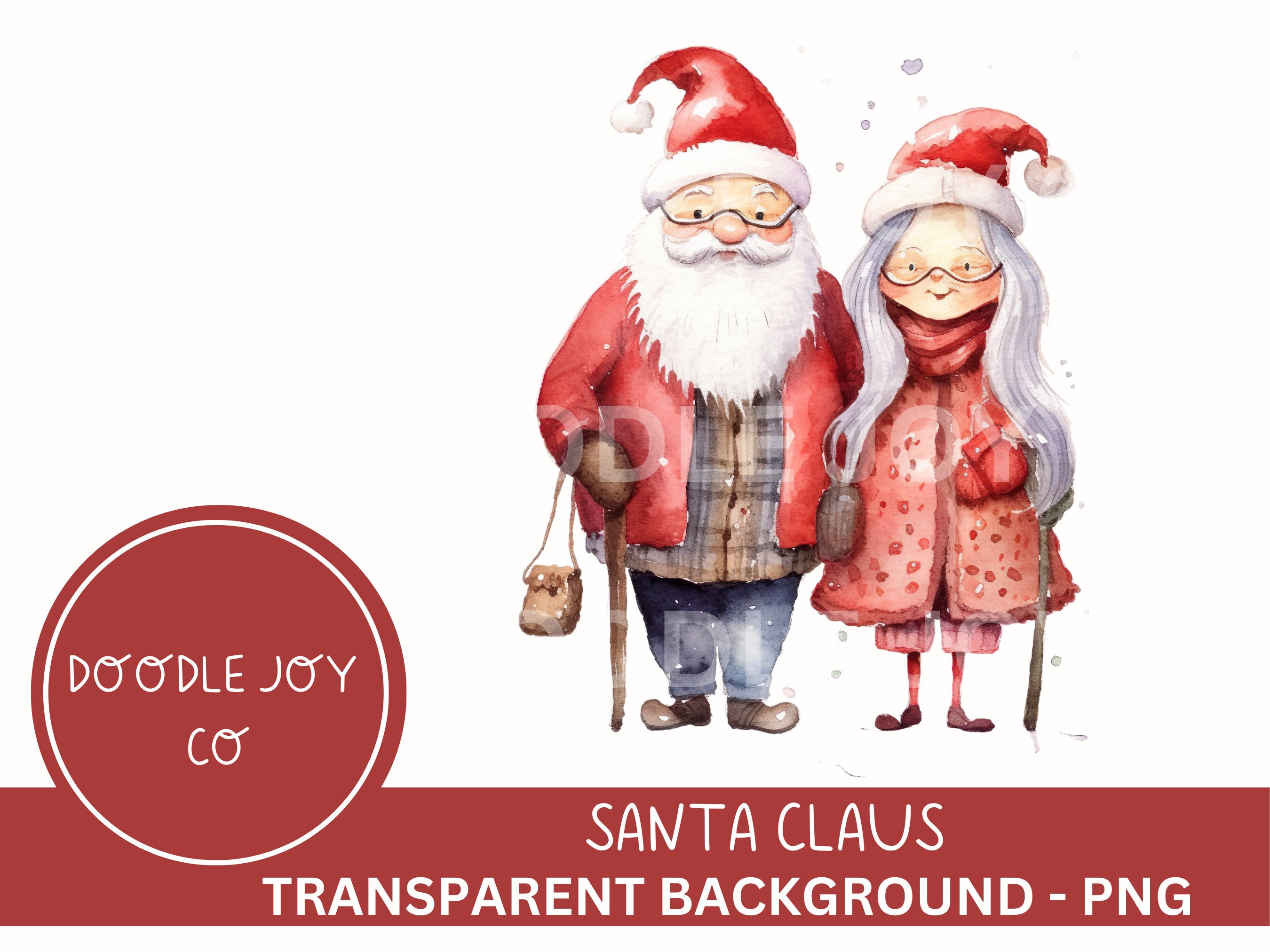 Mr and Mrs Claus Clipart Watercolour Christmas Clipart Holiday Clipart ...