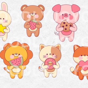 Kawaii Animal Clipart Pack Cute Animal Clipart Food Illustrations and ...