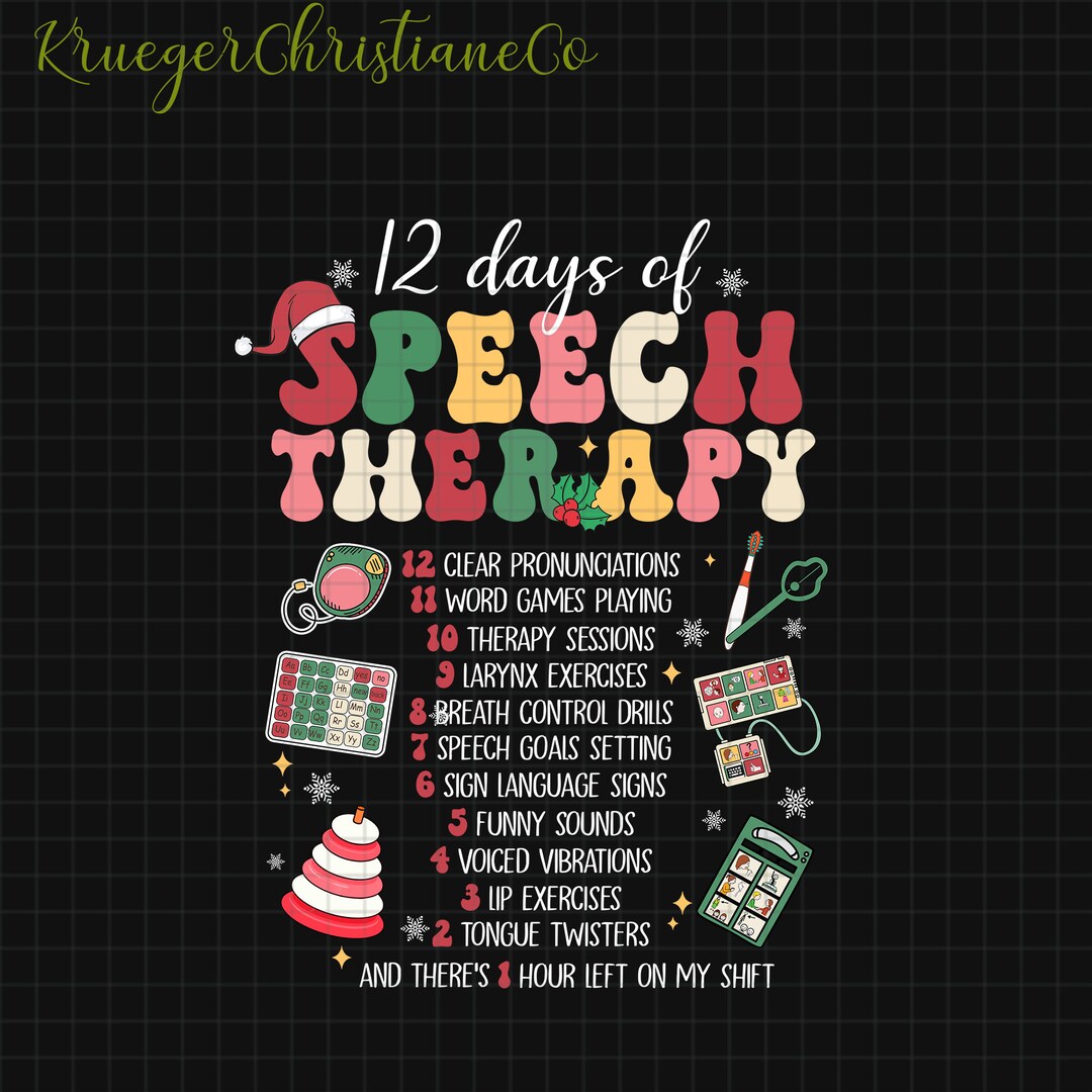 12 Days of Speech Therapy Png, Speech Therapy Christmas Png, SLP ...