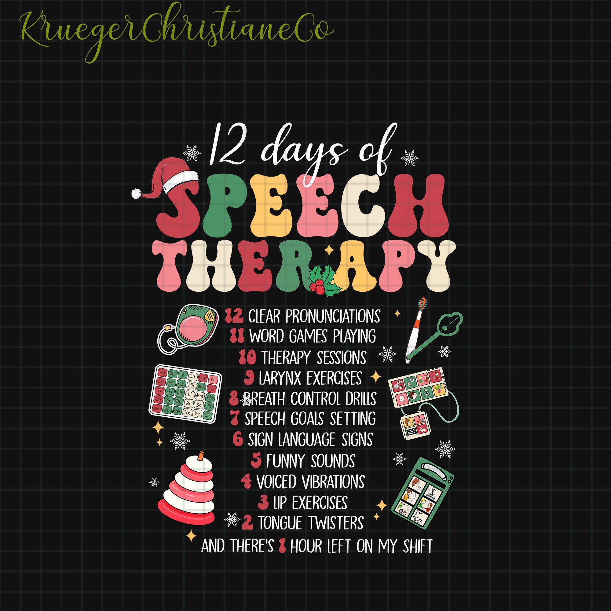 12 Days of Speech Therapy Png, Speech Therapy Christmas Png, SLP ...