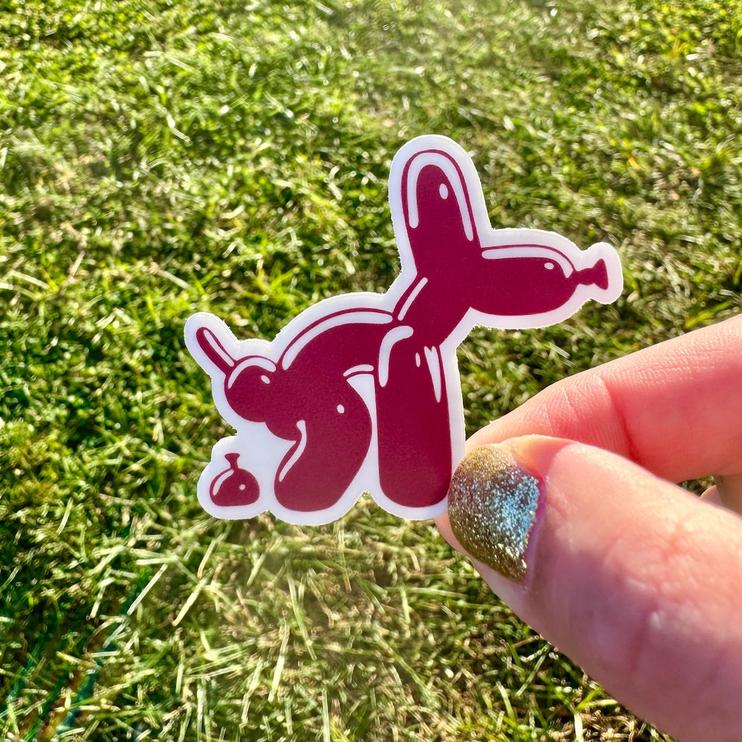 Balloon Animal Pooping Dog Pink Sticker - Etsy