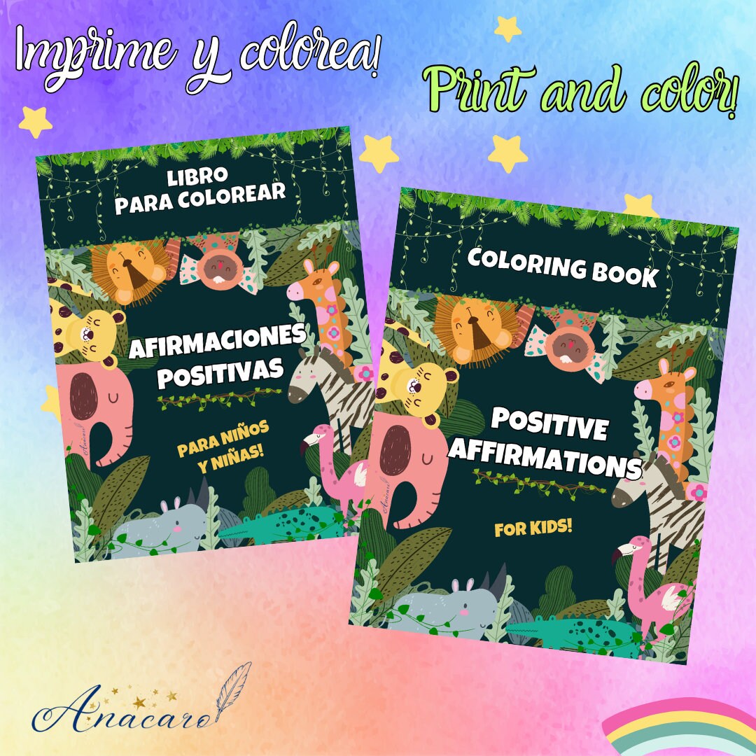 Positive Affirmations Coloring Book for Kids English & Spanish ...
