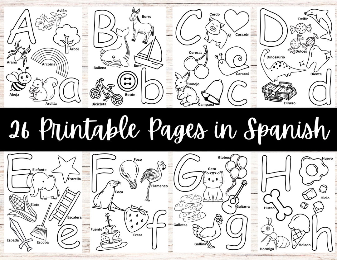 Alphabet Coloring Pages for Kids in Spanish 26 Coloring Sheets for Kids ...