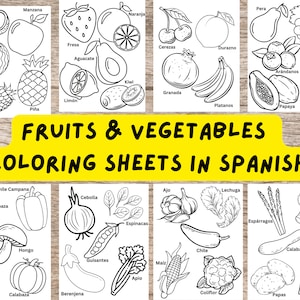 Fruits and Vegetables Coloring Pages for Kids in Spanish 10 - Etsy