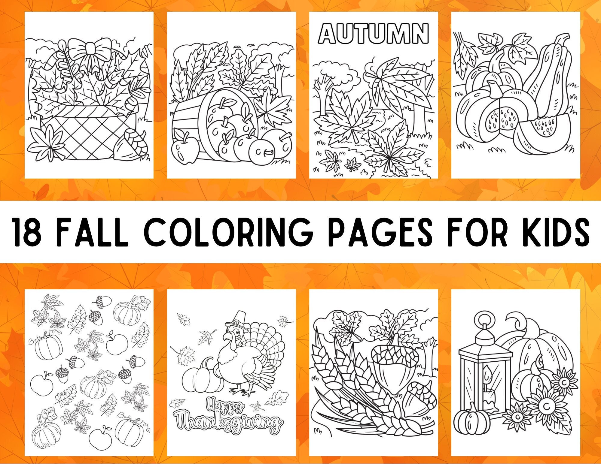 18 Fall Coloring Pages for Kids| Autumn Coloring Pages for Kids|kids ...