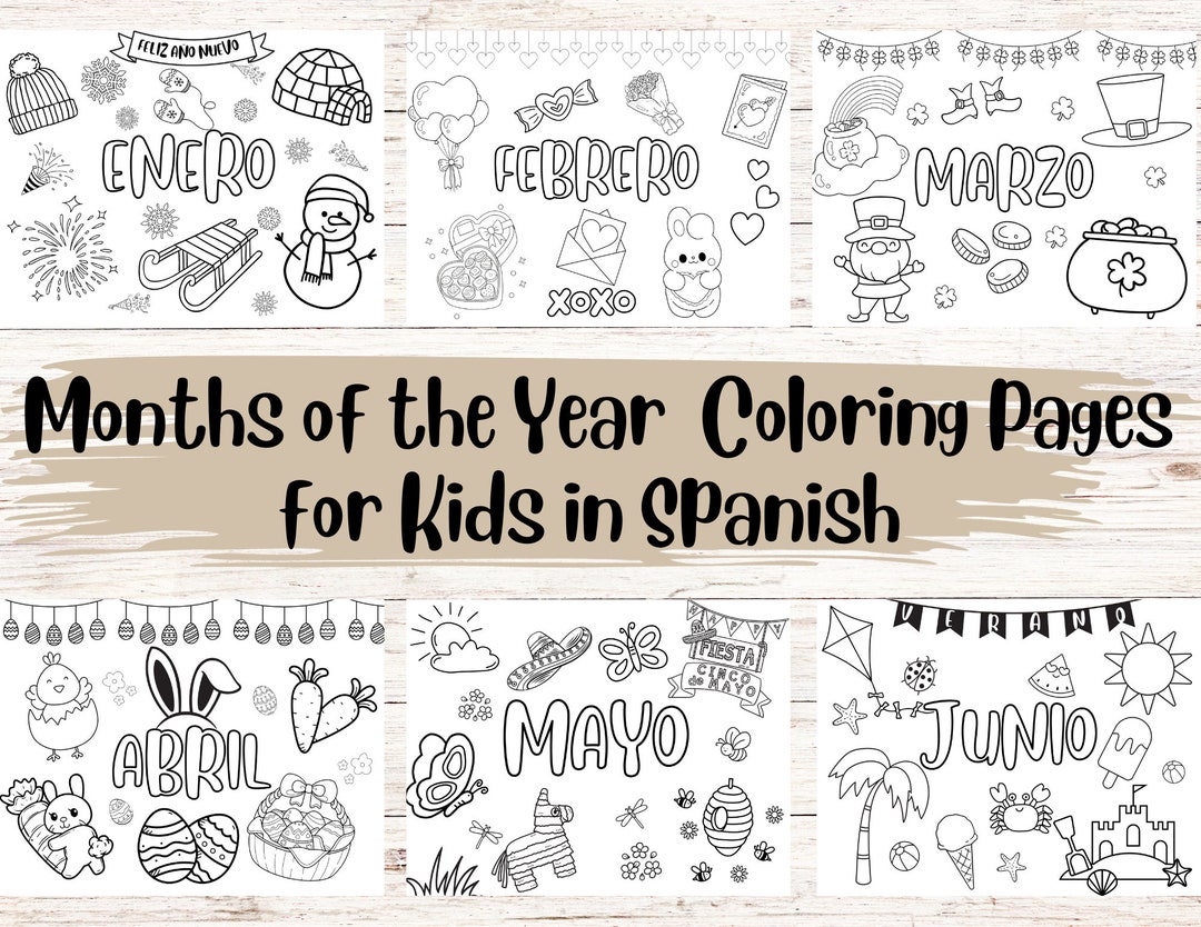 12 Printable Months of the Year Coloring Pages in Spanish Learning ...