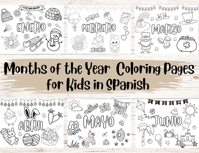 12 Printable Months of the Year Coloring Pages in Spanish Learning ...