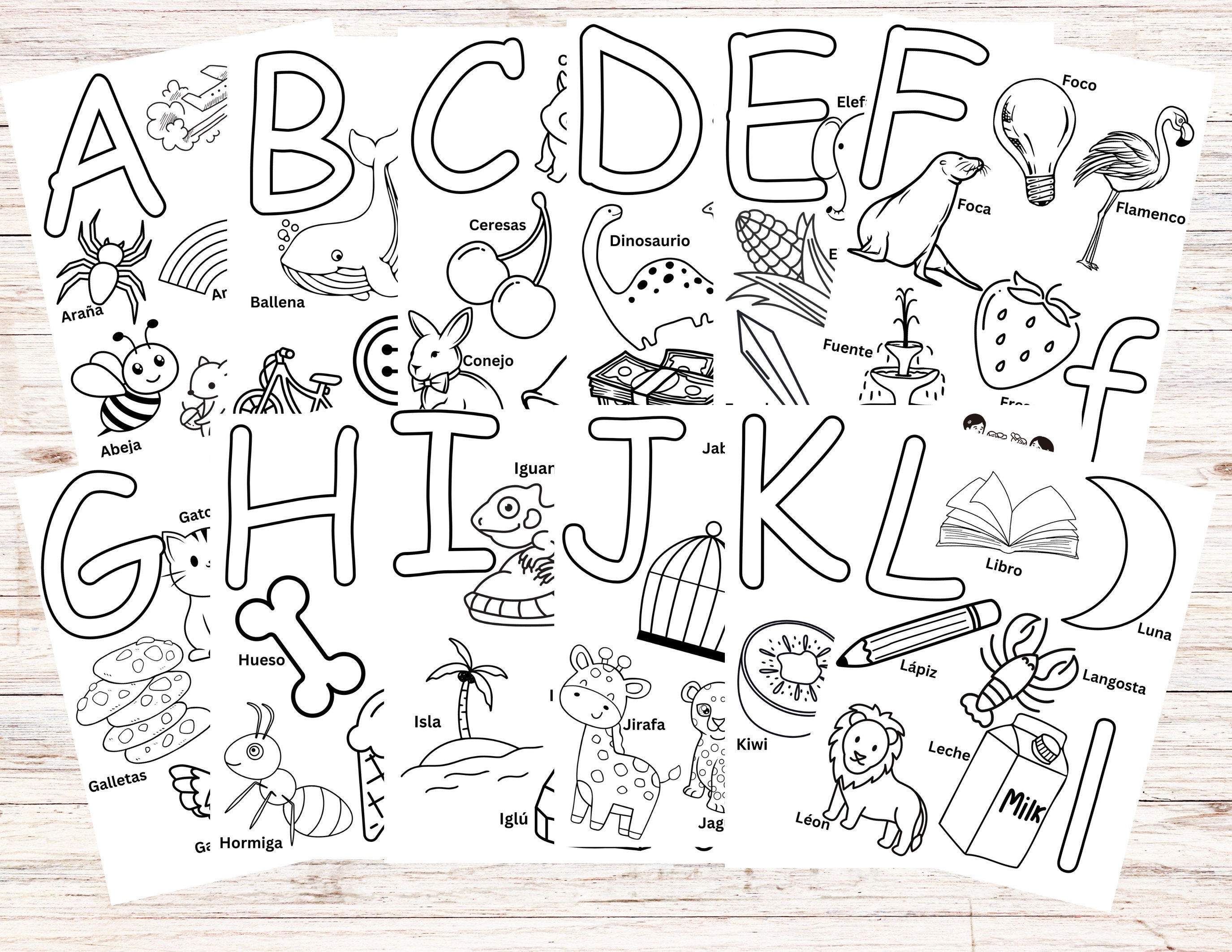 Alphabet Coloring Pages for Kids in Spanish 26 Coloring Sheets for Kids ...