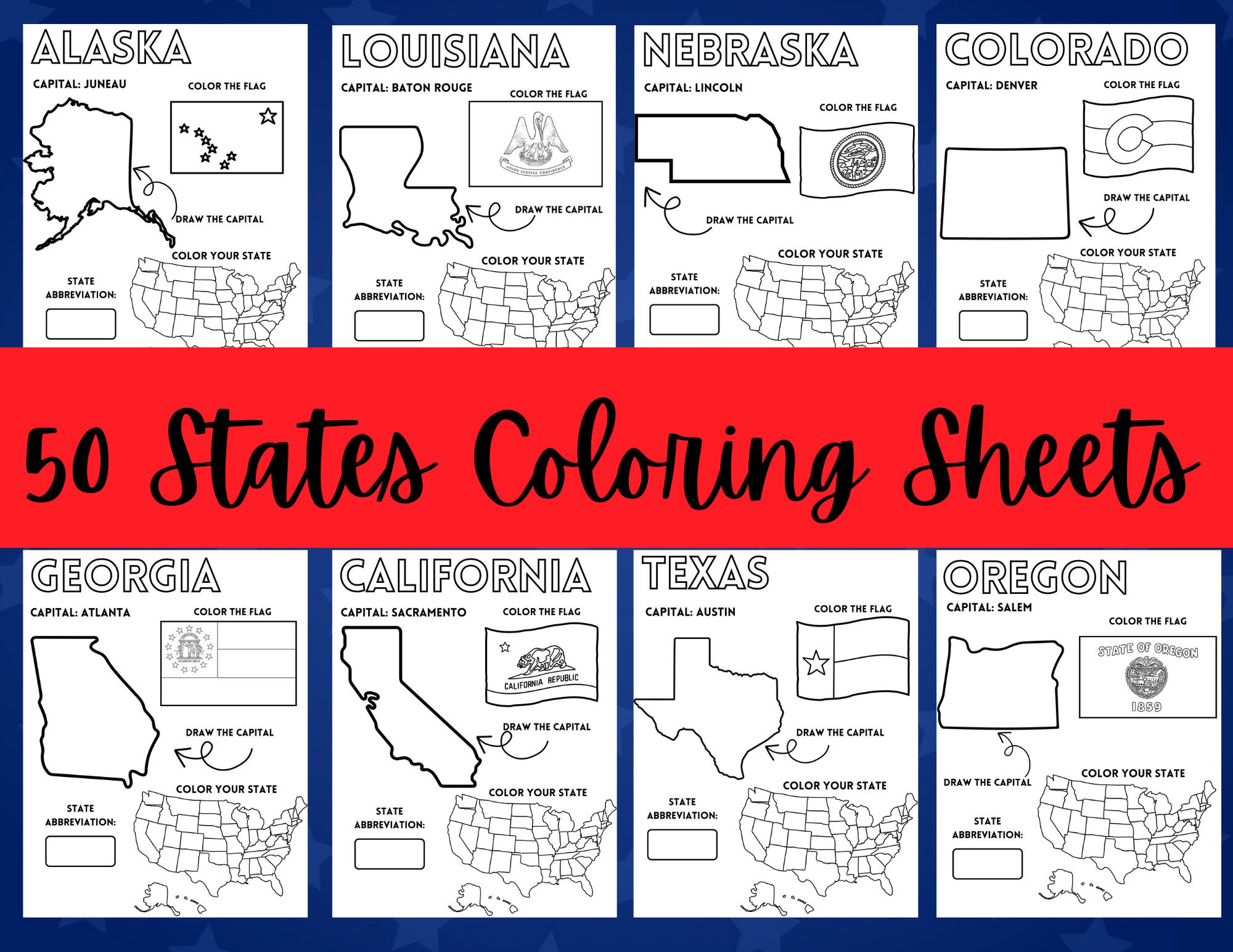 50 States Coloring Pages for Kids | 53 Coloring Sheets for Kids ...