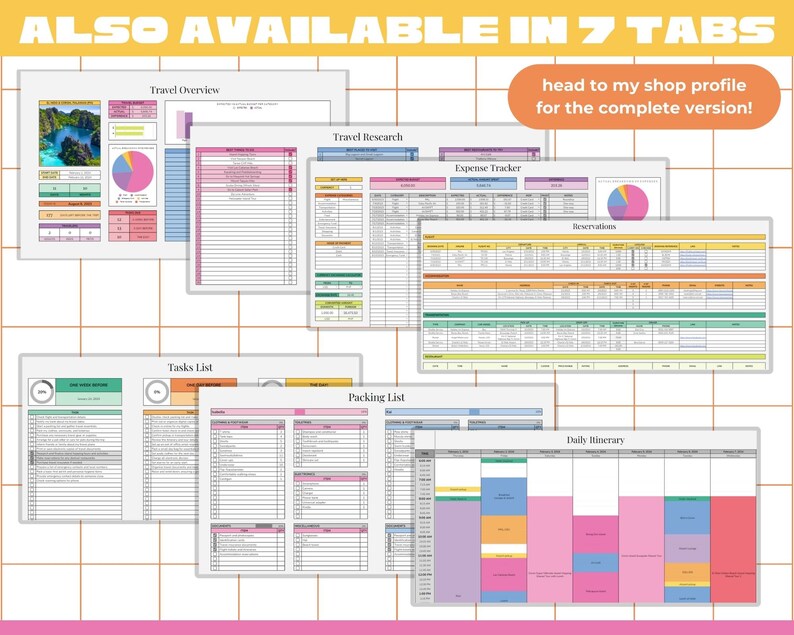 Travel Packing List for Google Sheets, To-do Checklist, Tasks List ...