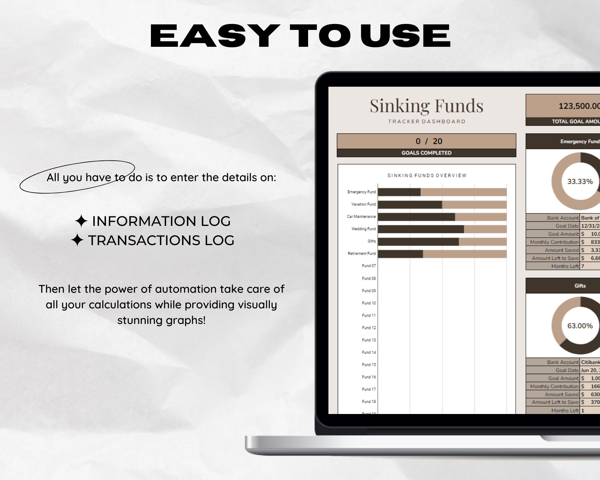 Google Sheets Sinking Funds Tracker Spreadsheet Template for Digital Finance Planning Savings ...