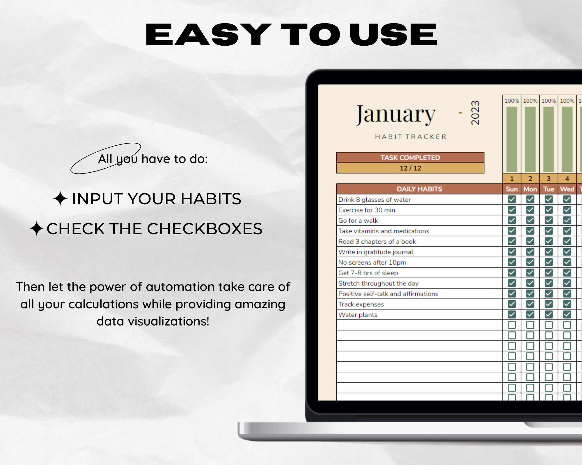 Habit Tracker Spreadsheet Template for Google Sheets, Daily Habit ...