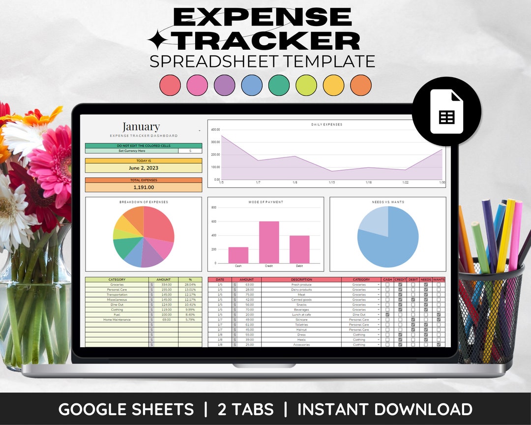 Google Sheets Expense Tracker Spreadsheet, Template for Digital Expense ...