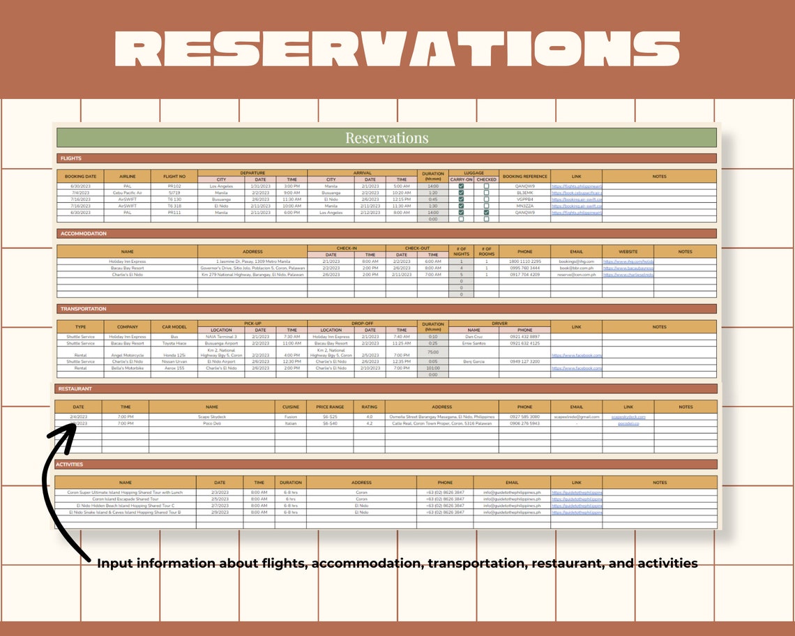 Travel Planner Spreadsheet Google Sheet , Holiday Vacation Trip Cruise ...