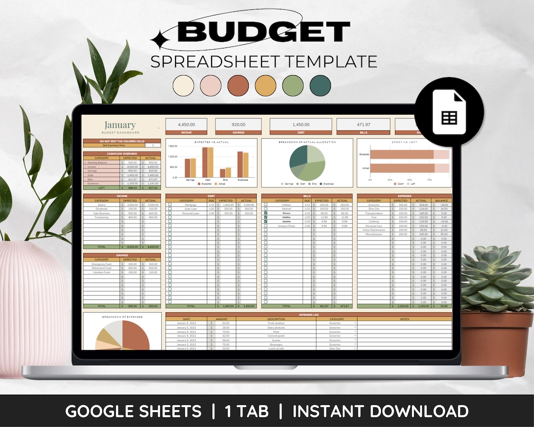 Paycheck, Biweekly, Weekly, Monthly Budget Spreadsheet Google Sheets ...
