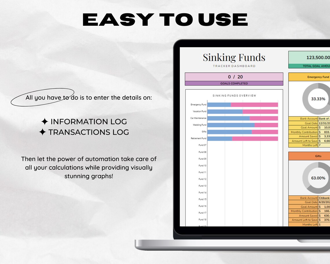 Google Sheets Sinking Funds Tracker, Personal Finance Spreadsheet ...