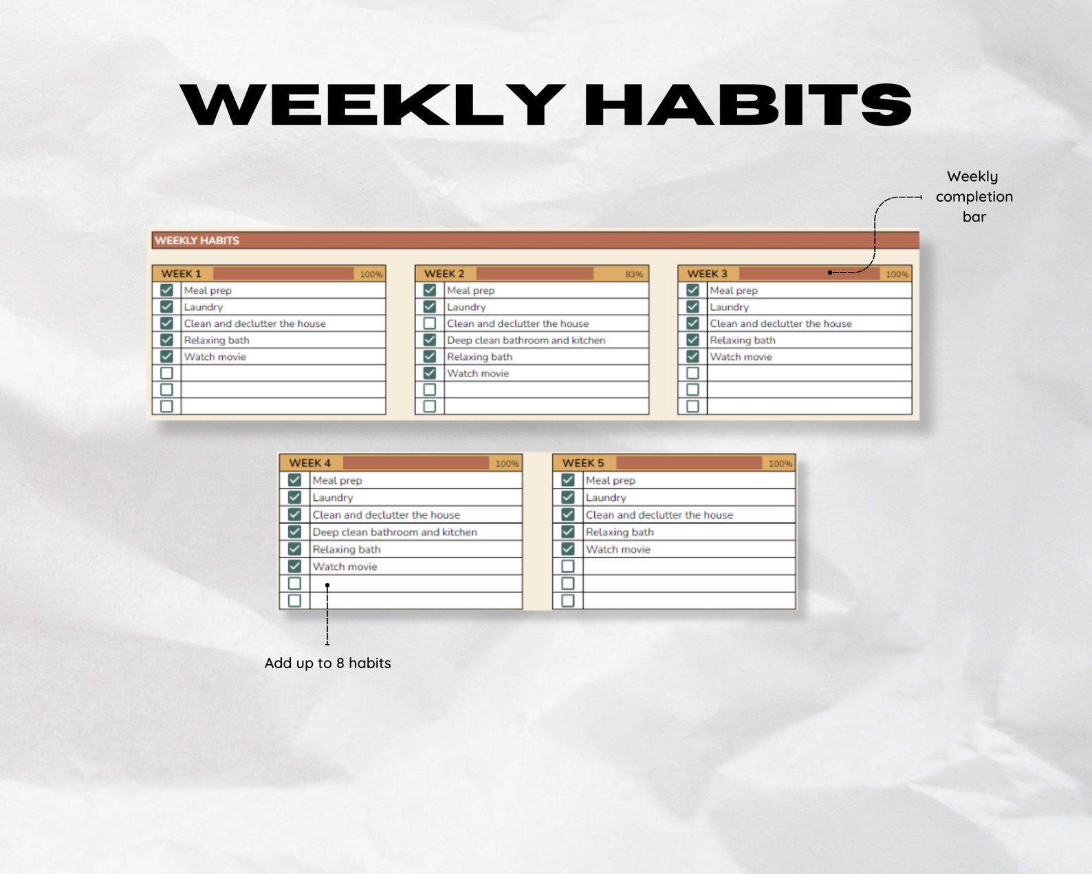 Habit Tracker Spreadsheet Template for Google Sheets, Daily Habit ...