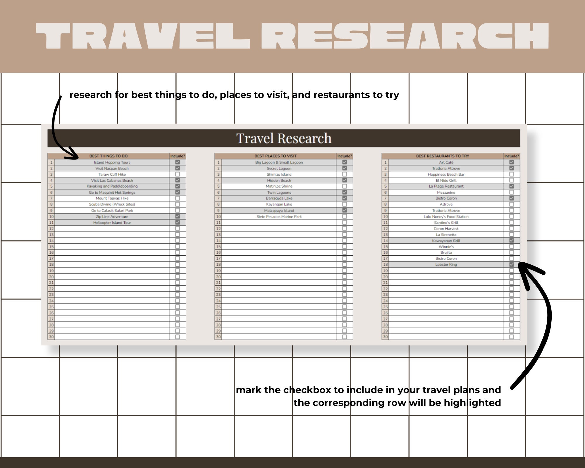 Travel Planner Spreadsheet for Google Sheets, Budget Expense Tracker ...