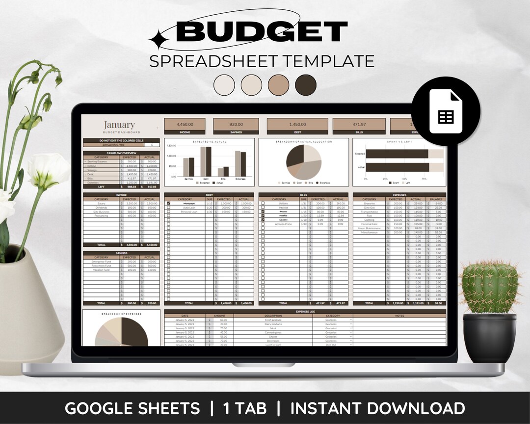 Budget Spreadsheet Google Sheets Digital Finance Planner - Etsy