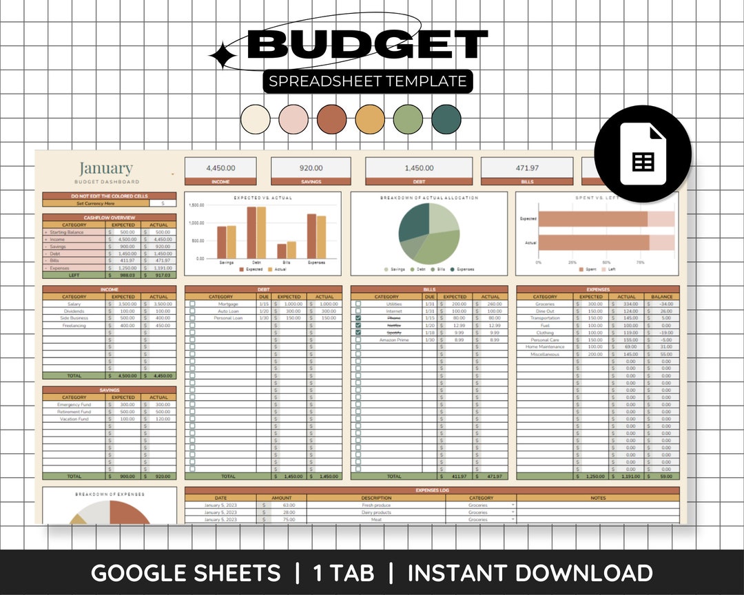 Google Sheets Budget Template: Personal Finance Planner (digital ...